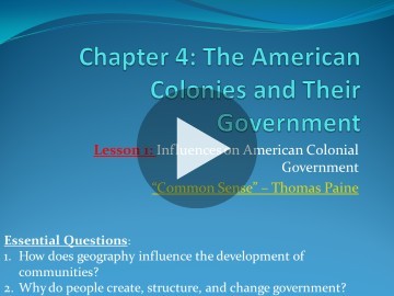 Chapter 4: Lesson 1 Influences on American Colonial Government